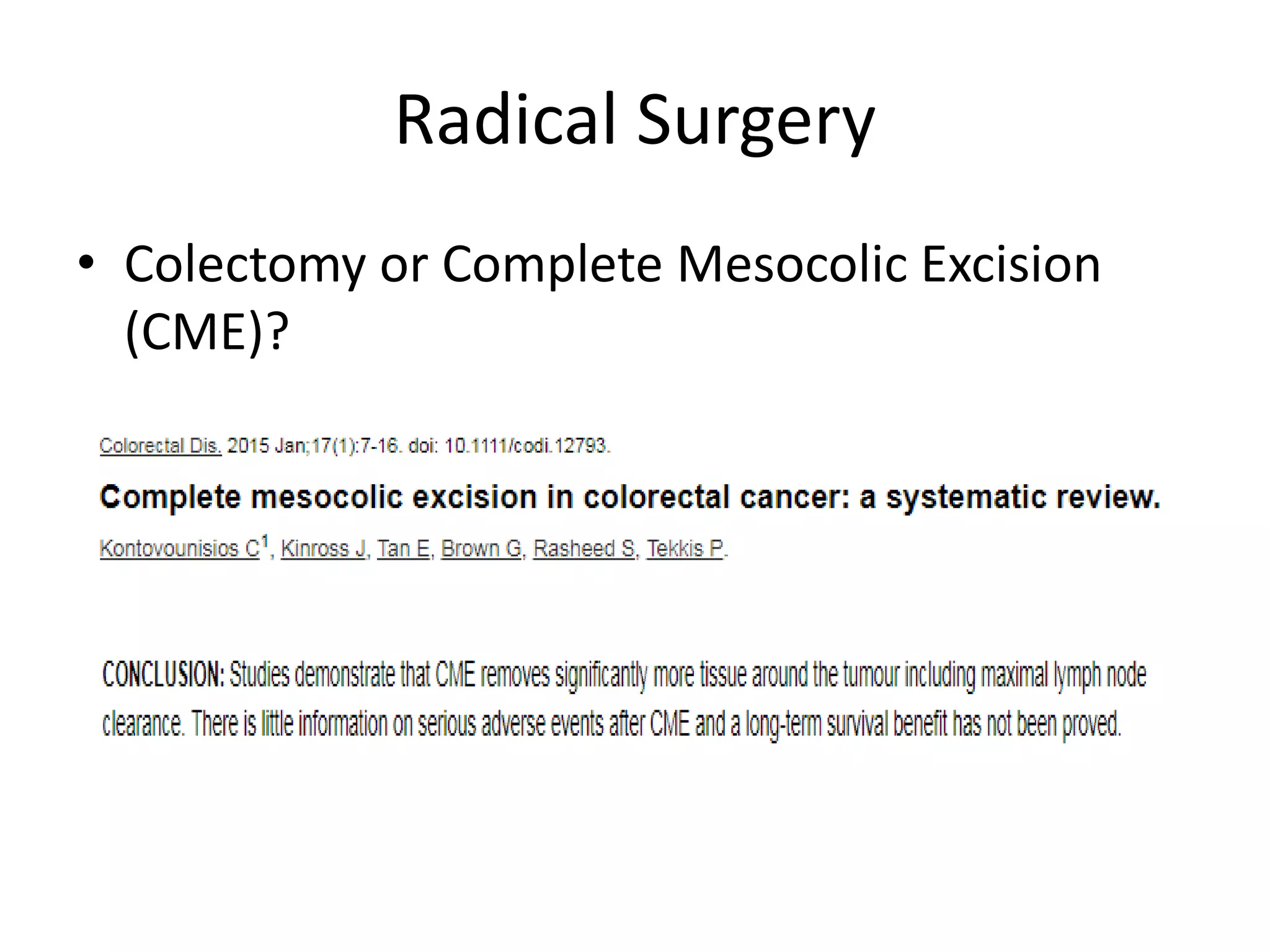 Gray areas in the management of colorectal cancer | PPTX
