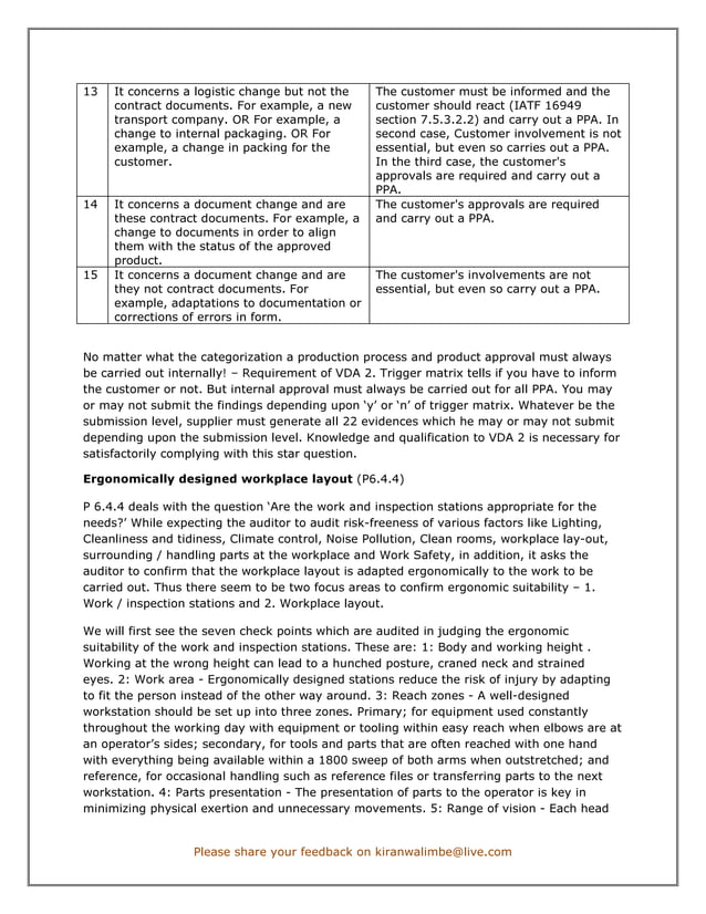 Gray areas of vda 6.3 process auditors | PDF