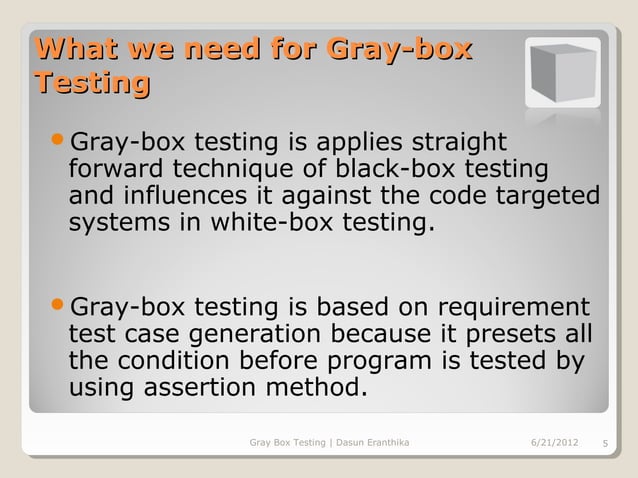 Gray box testing | PPT | Computing | Technology & Computing