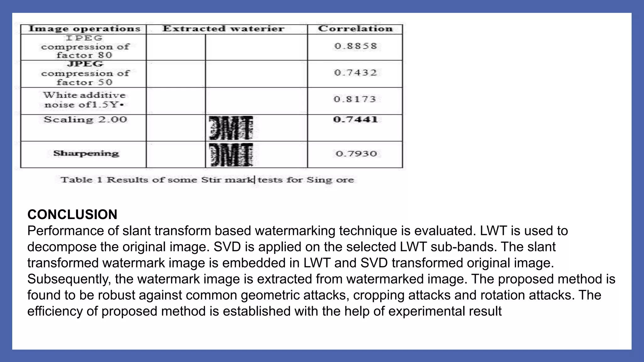 Gray Image Watermarking using slant transform - digital image processing | PPTX