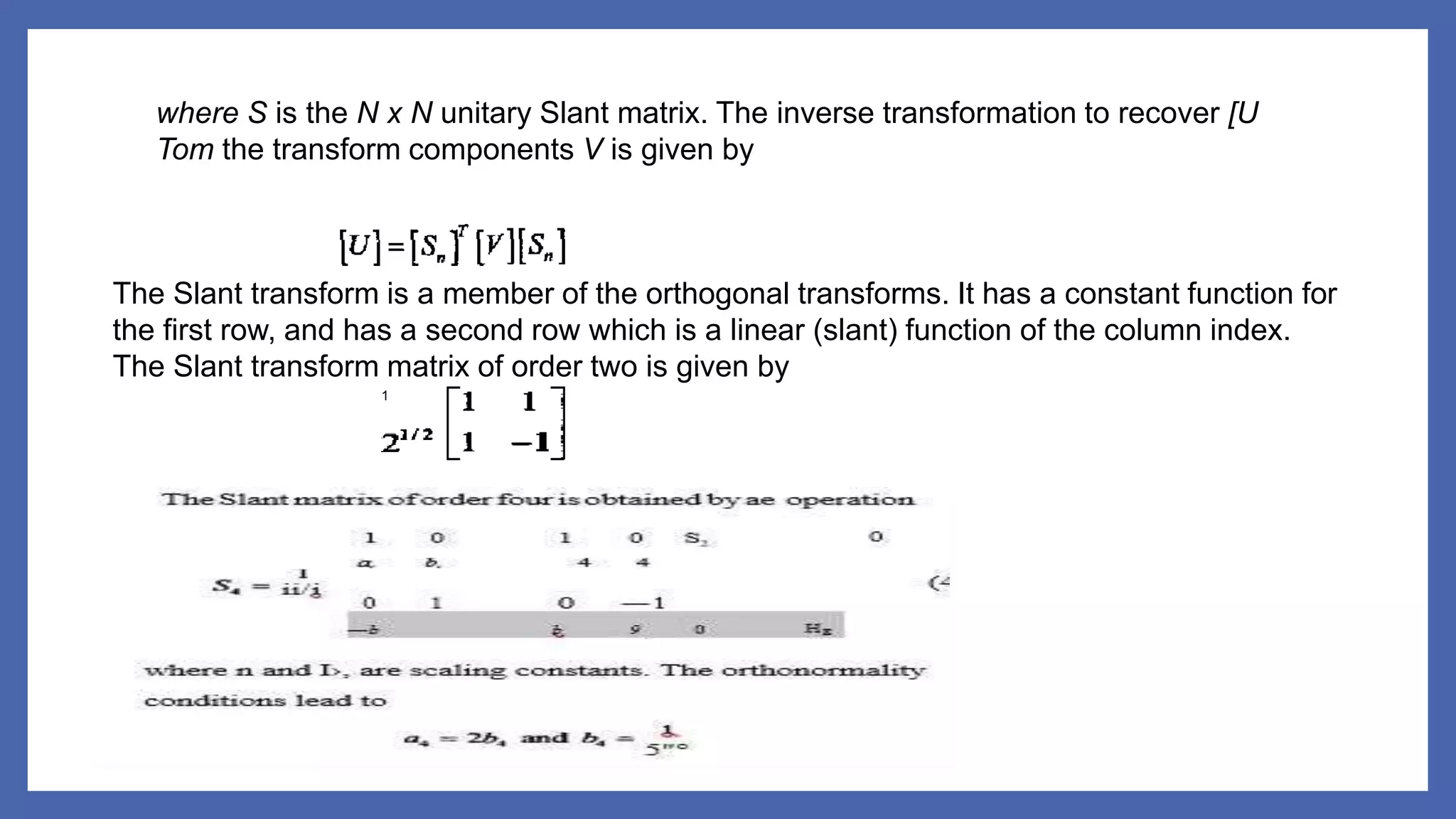 Gray Image Watermarking using slant transform - digital image processing | PPTX
