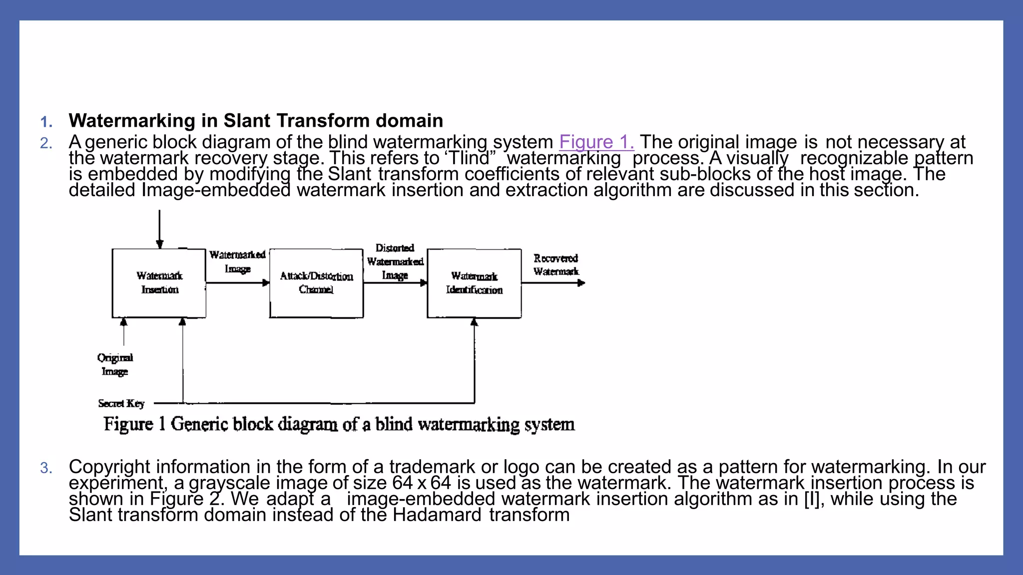 Gray Image Watermarking using slant transform - digital image processing | PPTX