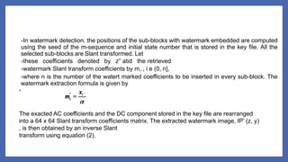 Gray Image Watermarking using slant transform - digital image processing | PPTX