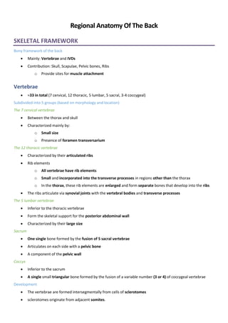 Gray's Anatomy, Chapter 2, Skeletal Framework Of The Back | PDF