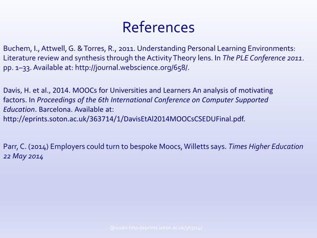 MOOCs employability through Personal Learning Environments | PPTX