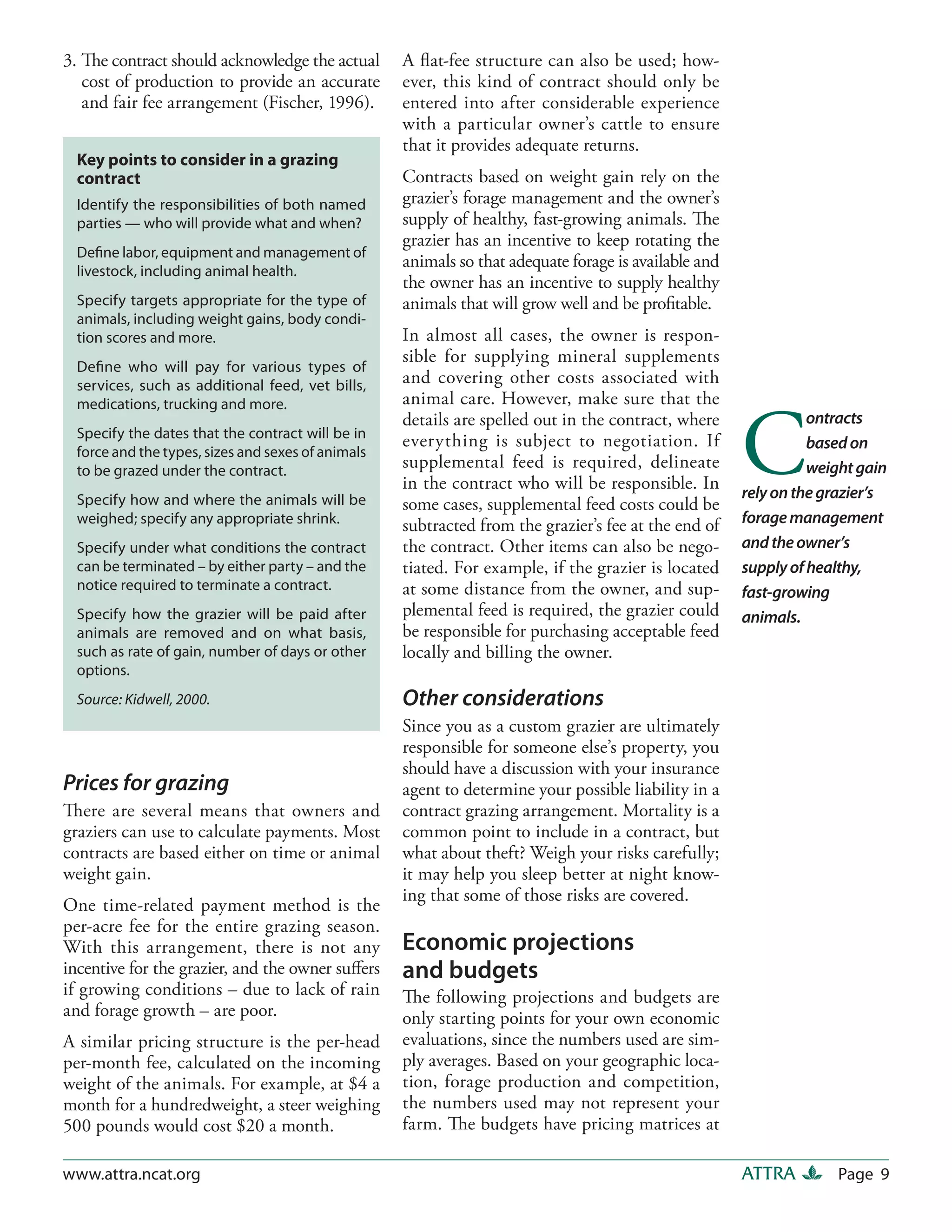 Grazing Contracts for Livestock | PDF