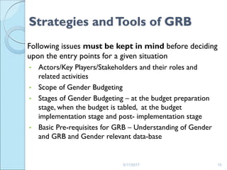 Gender Responsive Budgeting: Tool for Gendermainstreaming | PPT