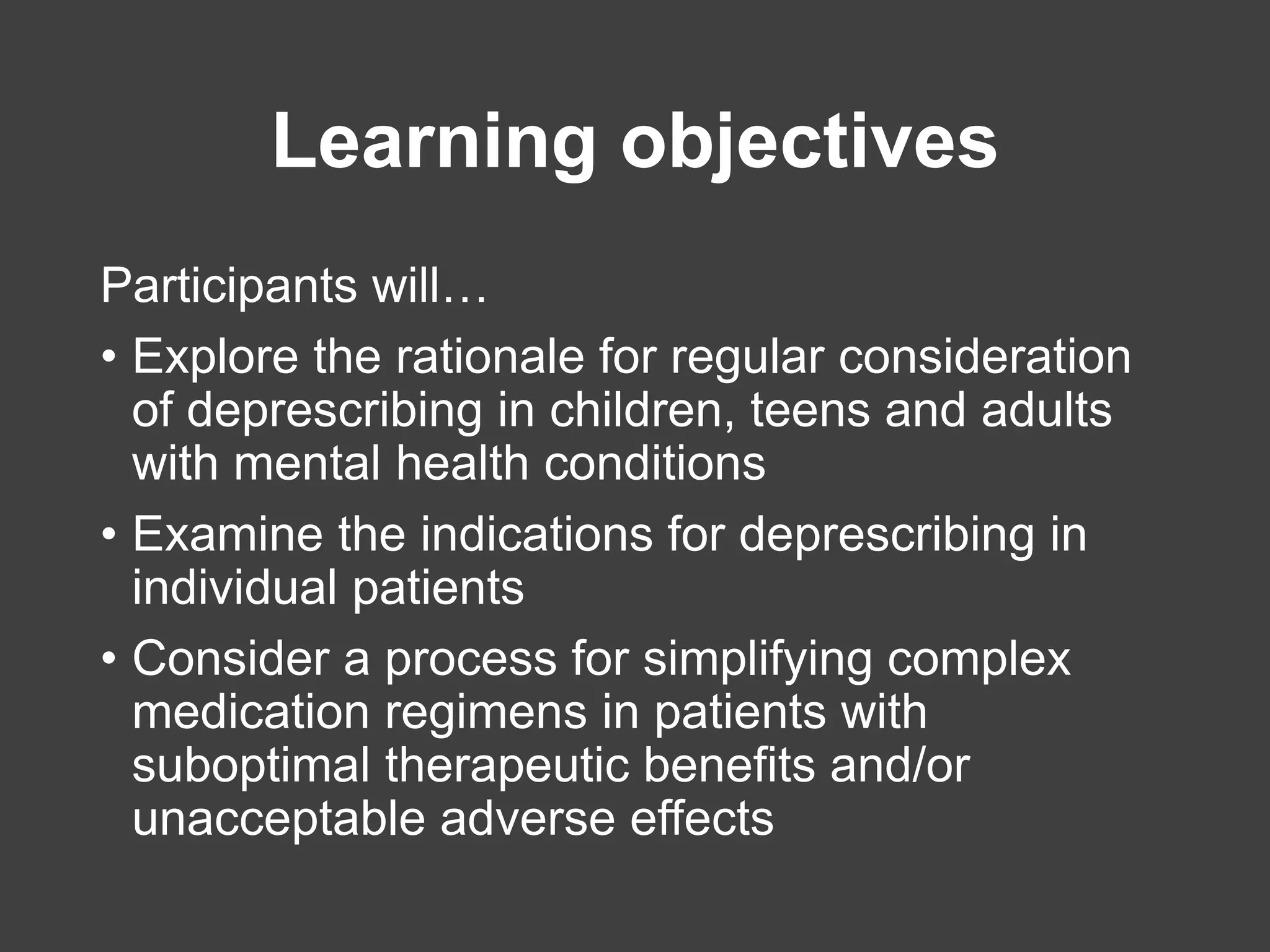 The “Why and How” of Deprescribing in Psychiatry | PPTX