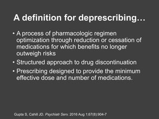 The “Why and How” of Deprescribing in Psychiatry | PPTX