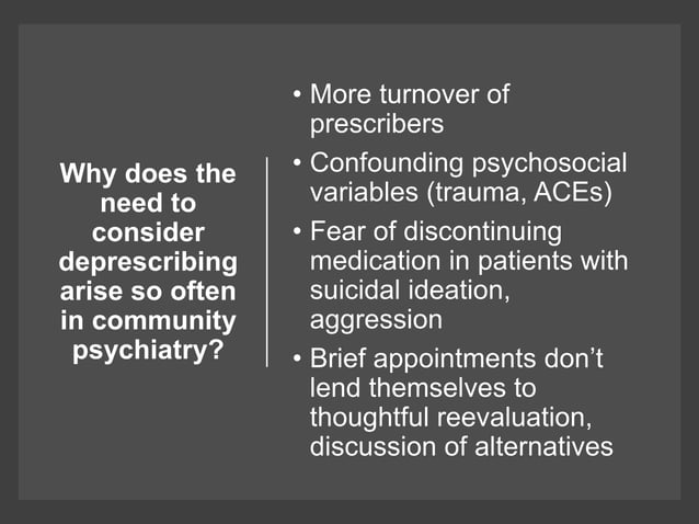 The “Why and How” of Deprescribing in Psychiatry | PPTX