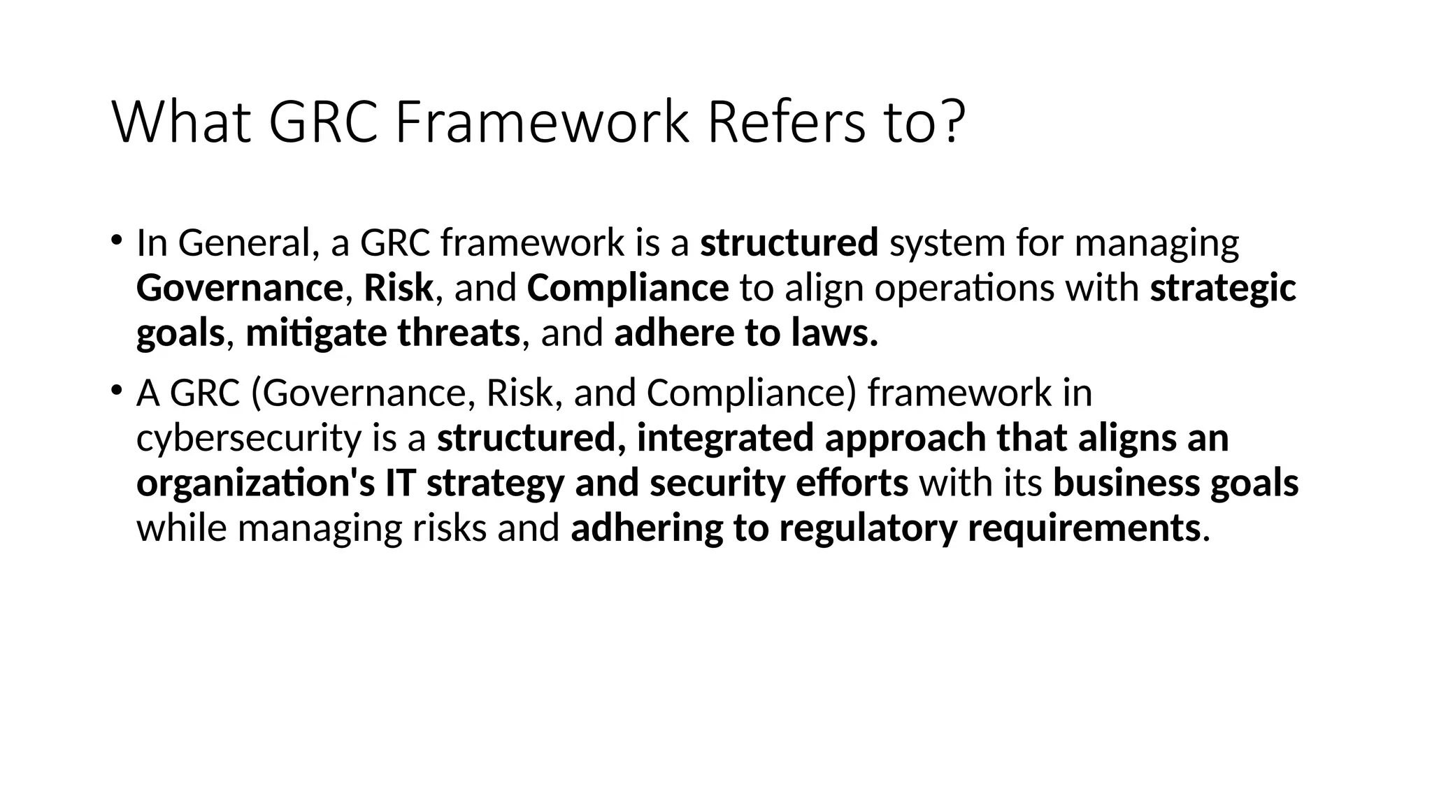 GRC FrameworkLecture for Students First Exposure | PPTX