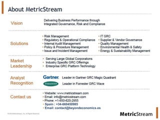 MetricStream GRC Solution Suite Brief | PPSX
