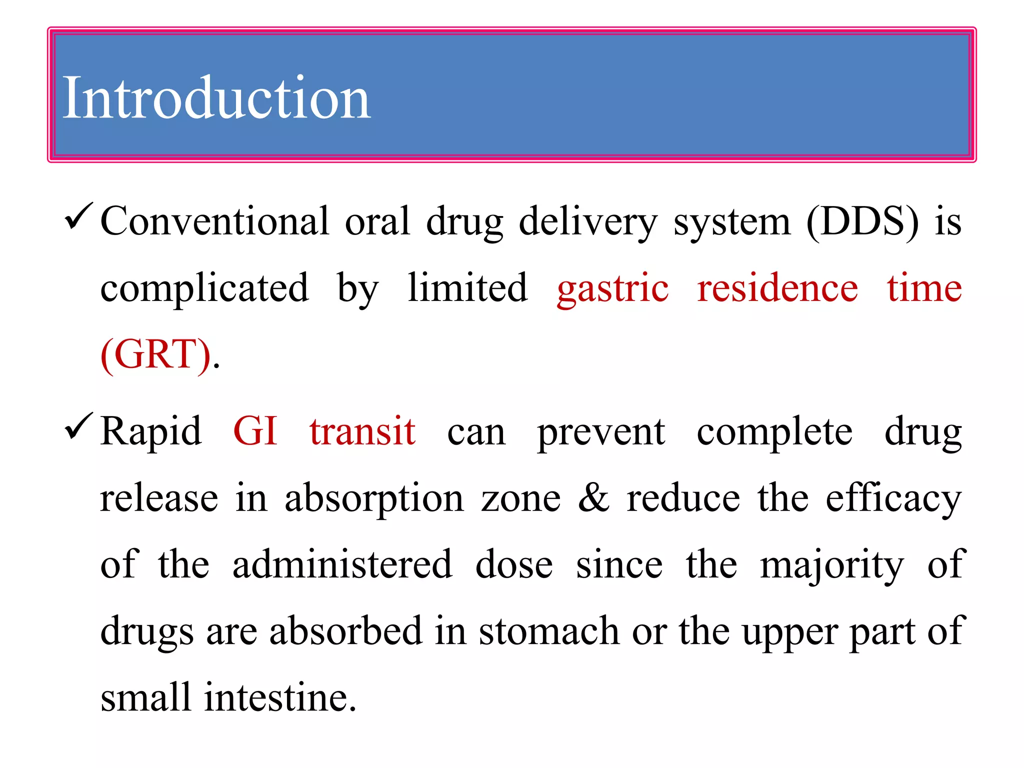 Gastro Retentive Drug Delivery System | PPTX
