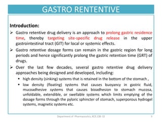 GASTRO RETRENTIVE DRUGS DELIVERY SYSTEM | PPTX