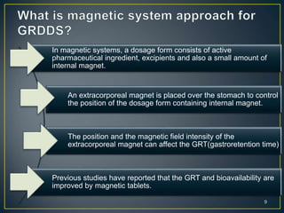 evaluation of gastro retentive drug delivery system (GRDDS) | PPT