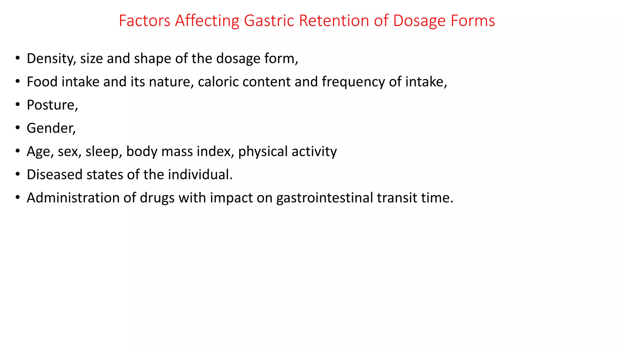 Gastroretentive Drug Delivery system | PDF | Digestive Disorders ...