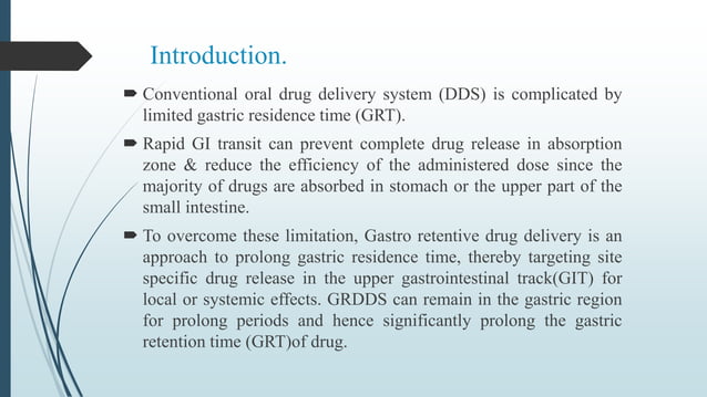 gastro retentive drug delivery system | PPTX | Digestive Disorders ...