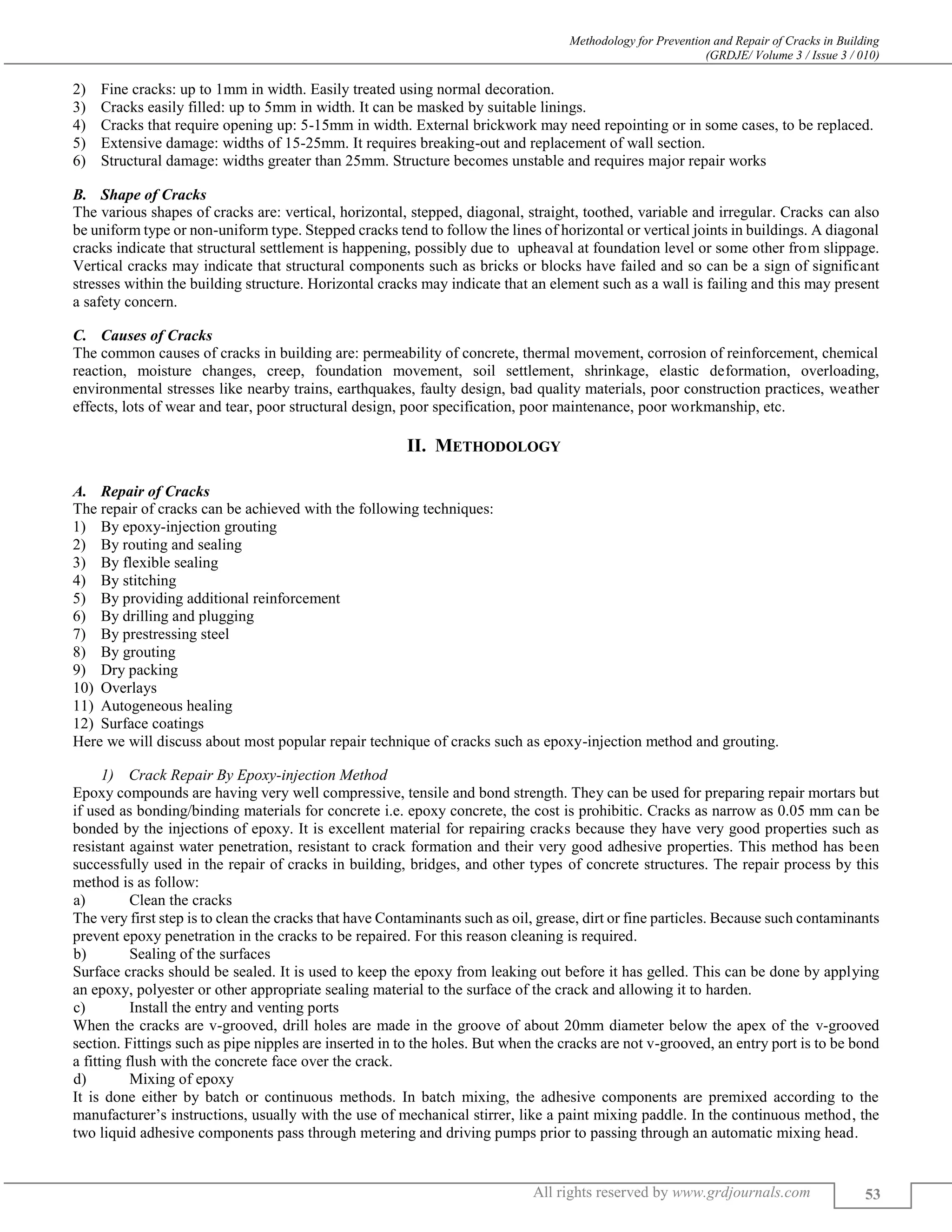Methodology for Prevention and Repair of Cracks in Building | PDF