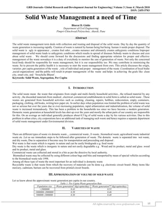 Solid Waste Management a need of Time | PDF | Environmental Services ...