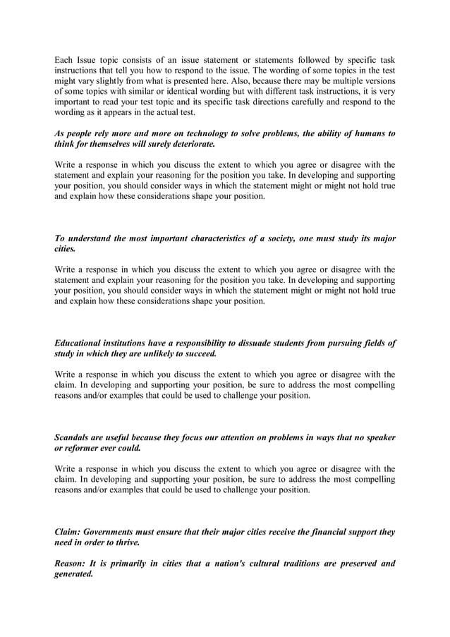 Gre analysis-of-an-issue-essay-list-1 | PDF