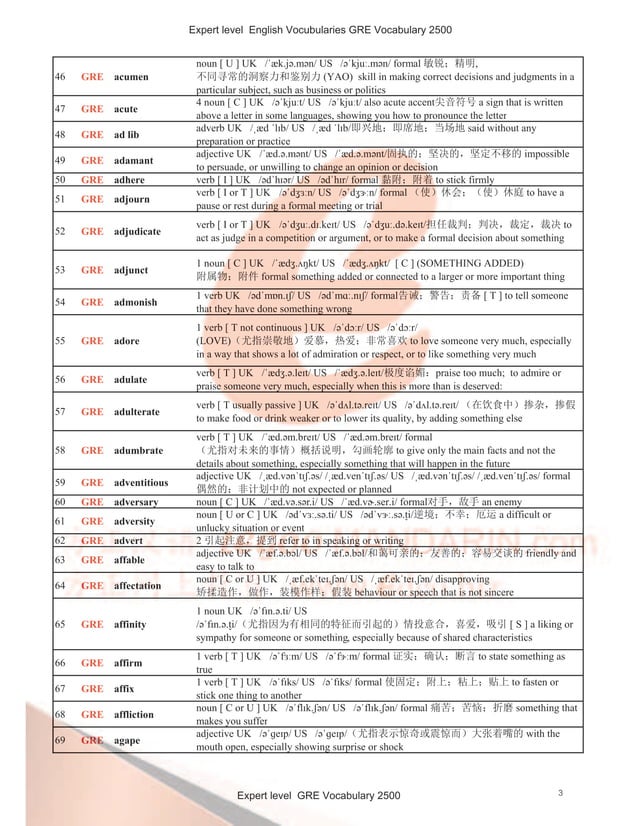 GRE English Vocabulary 2500 分级英语词汇GRE- 大师级必胜GRE词汇 | PDF | Education