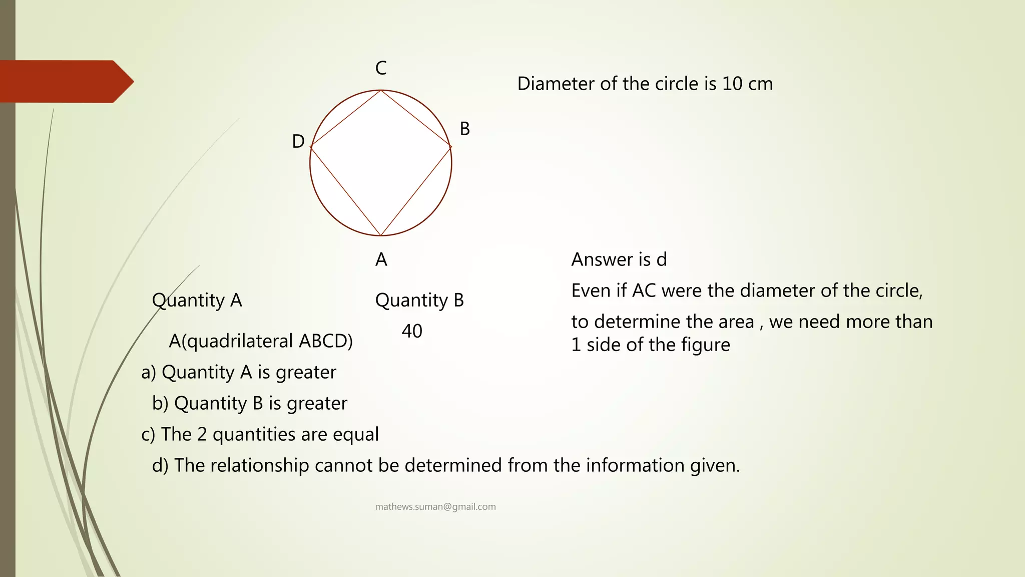 GRE GEOMETRY AND ARITHMETIC PROBLEMS | PPT