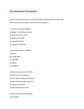 Gre Advanced Vocabulary | PDF