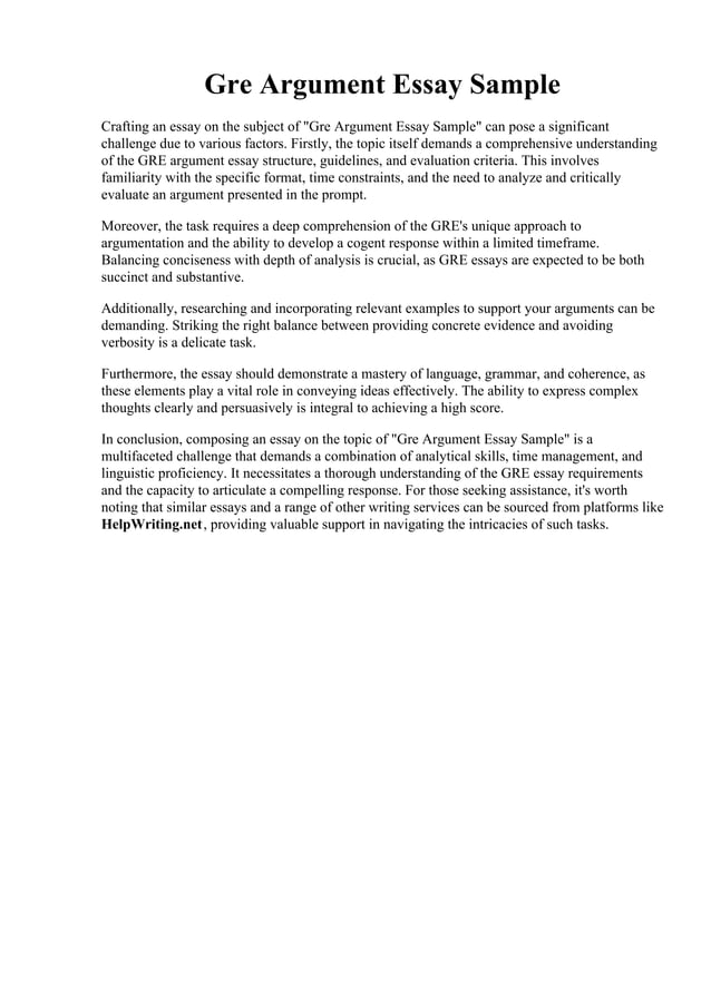 Gre Argument Essay Sample | PDF