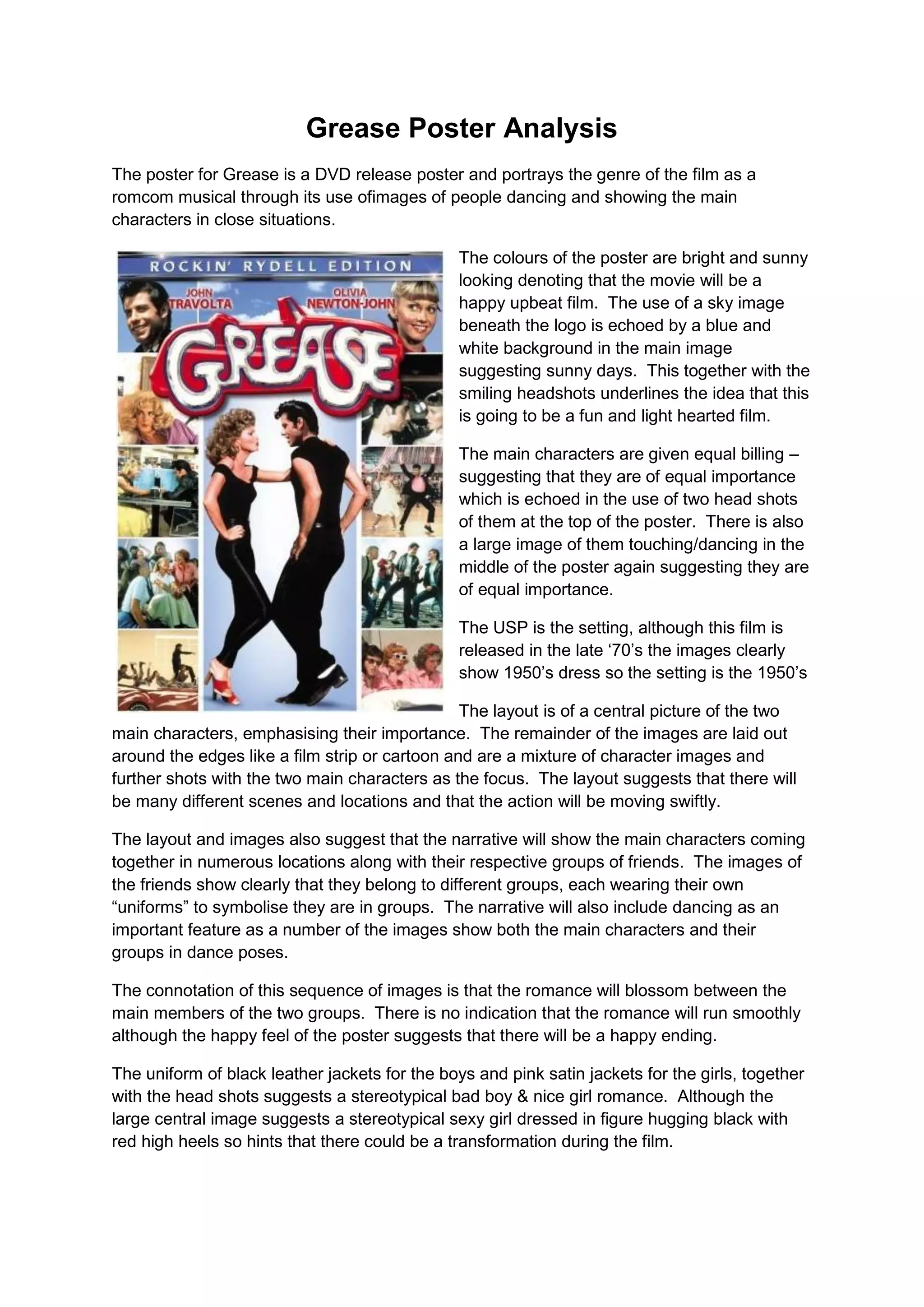 Grease poster analysis | PDF