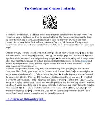 Greasers In The Outsiders | PDF
