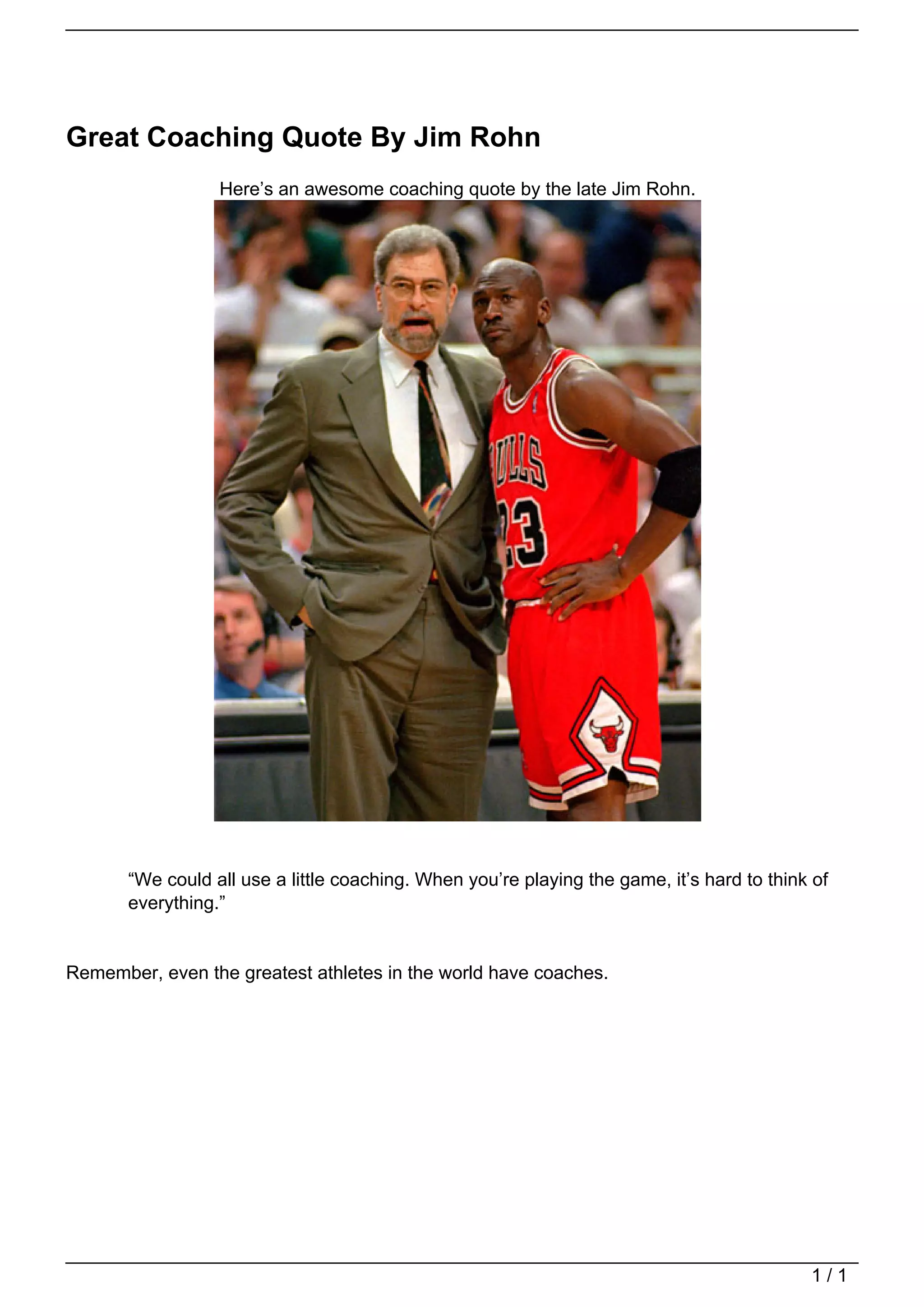 Great Coaching Quote By Jim Rohn | PDF