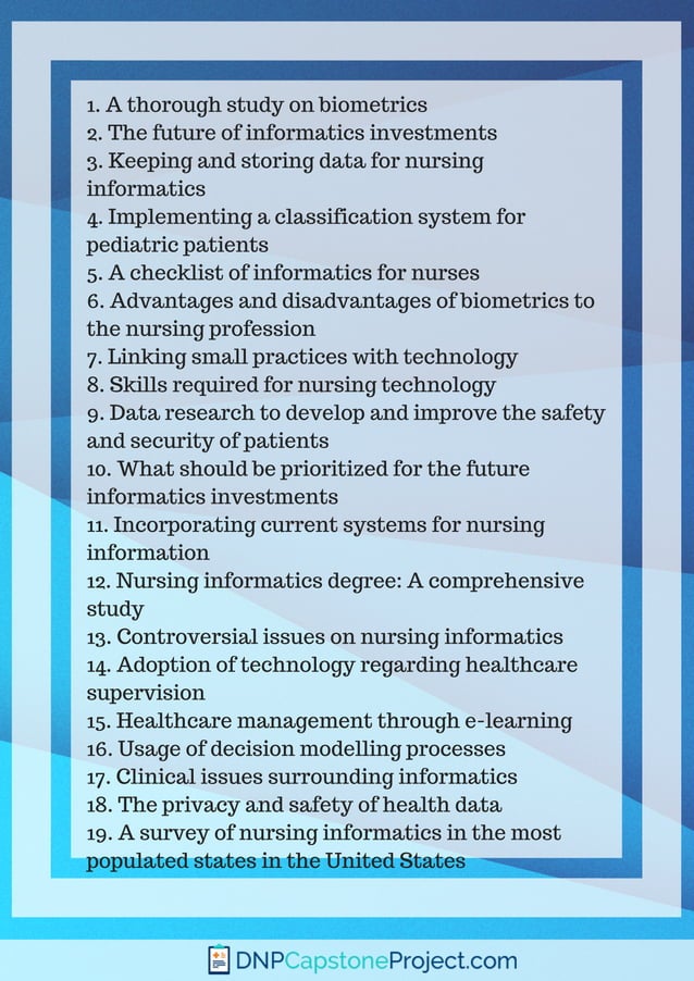 50 Eye-Catchy Nursing Informatics Capstone Project Ideas | PDF ...