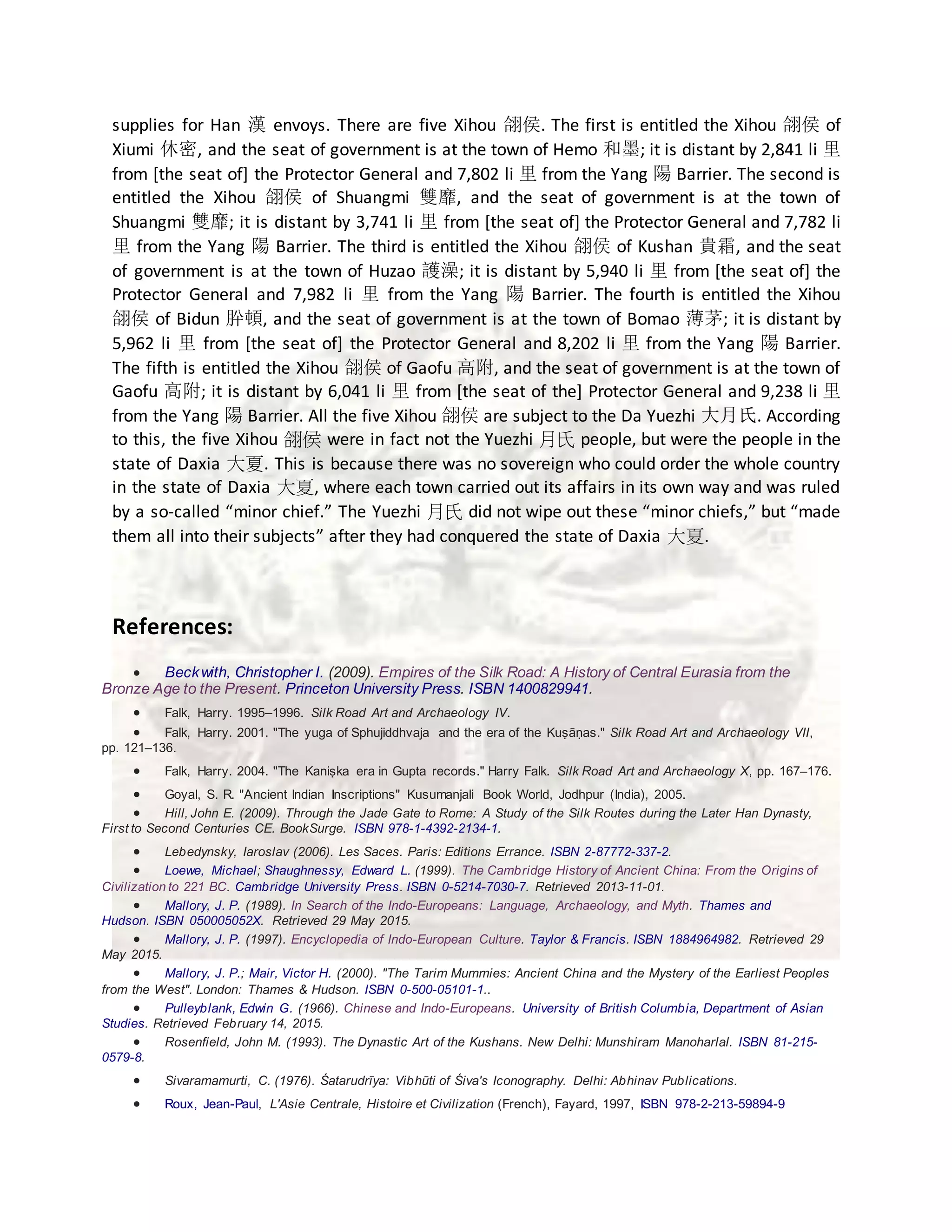 Great yuezhi migration from tarim besin | DOCX