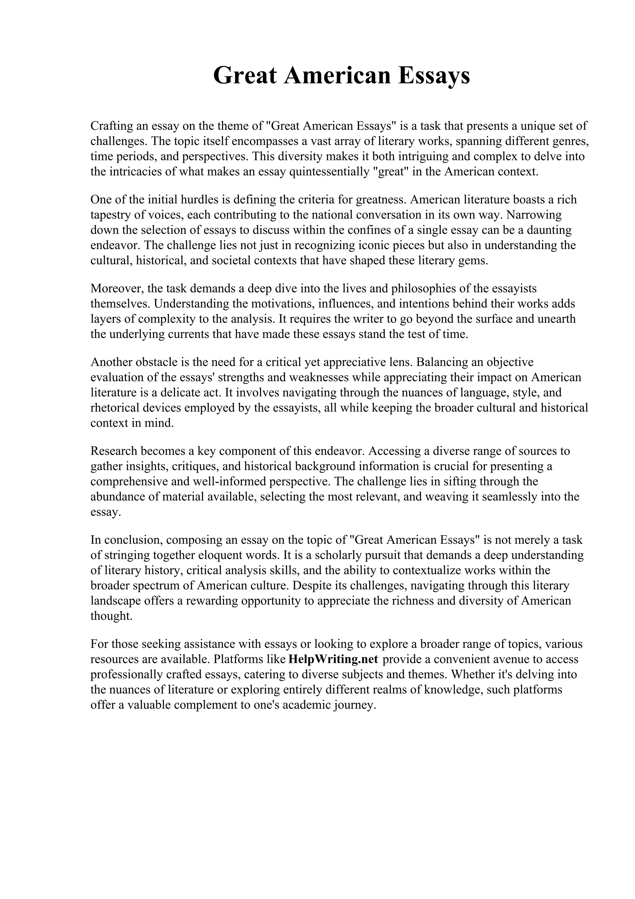 Great American Essays | PDF