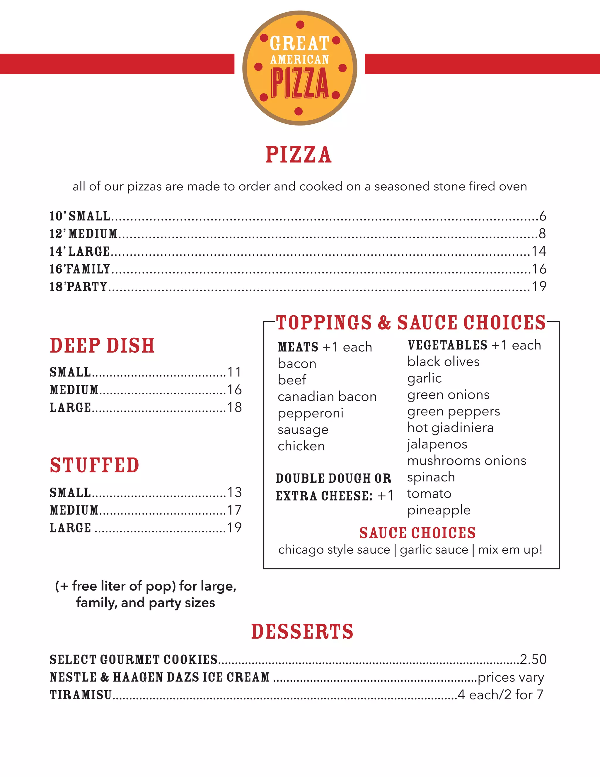Great american pizza menu final | PDF