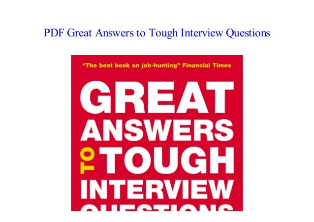 best answers to tough interview questions pdf