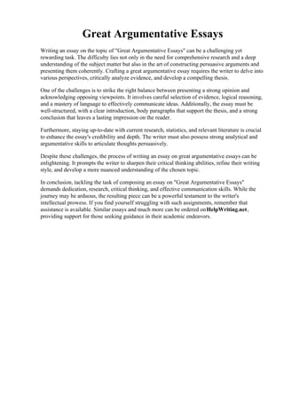 Great Argumentative Essays | PDF