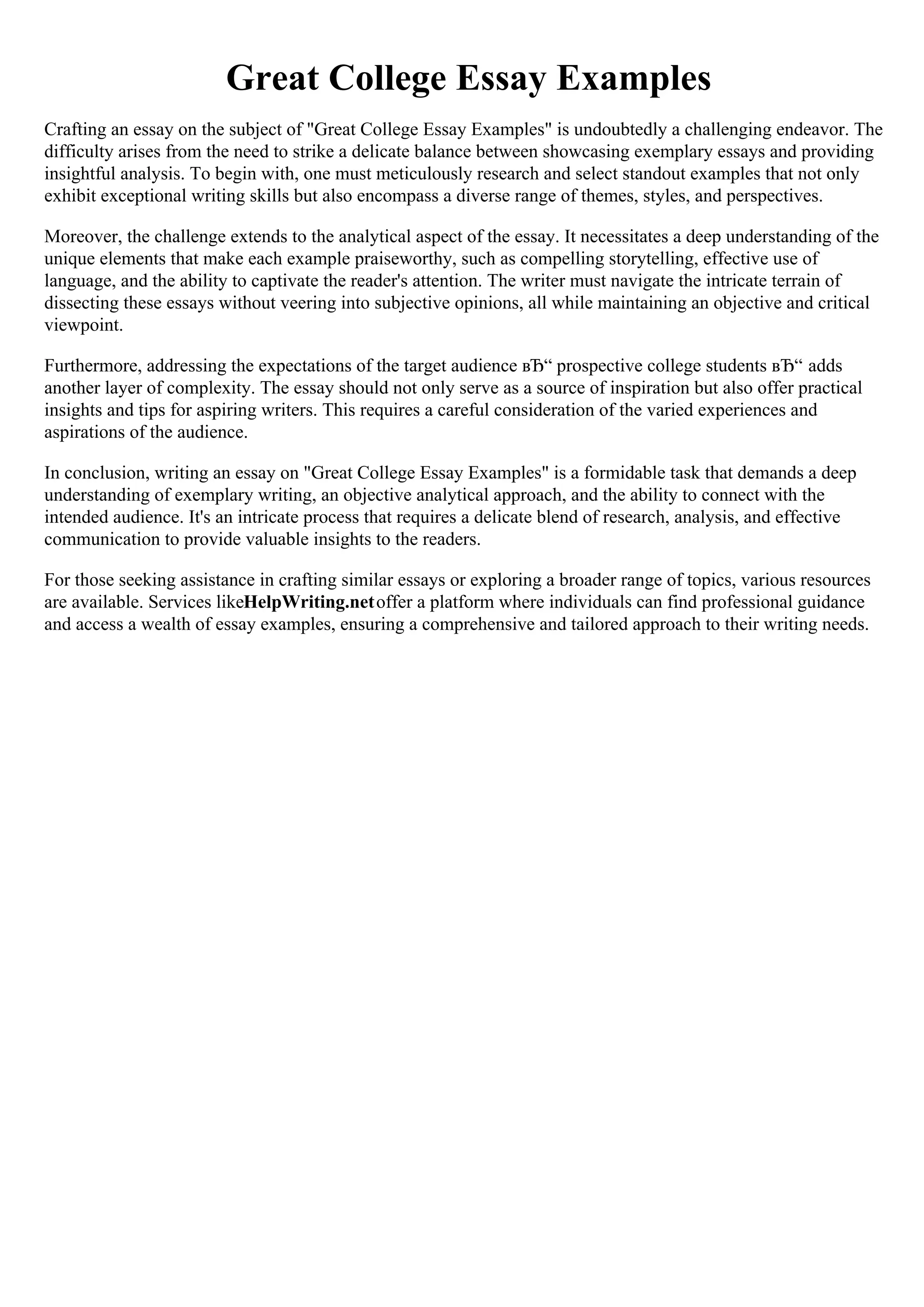 Great College Essay Examples | PDF