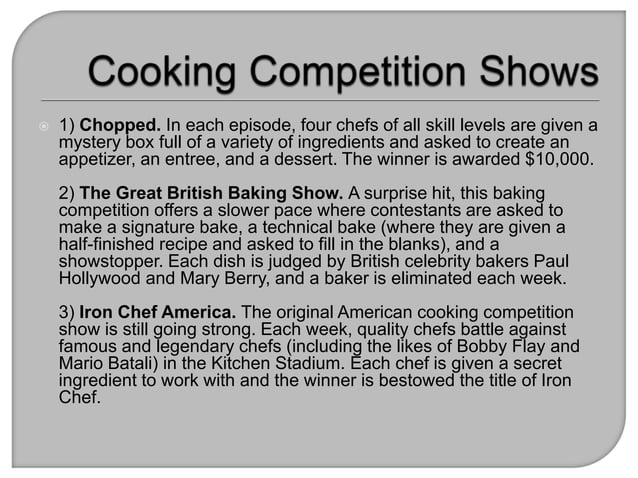 Great Cooking Competition Shows | PPT