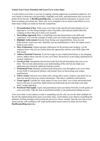 Great Cover Letter Ideas | PDF | Resume Writing and Advice | Job Search