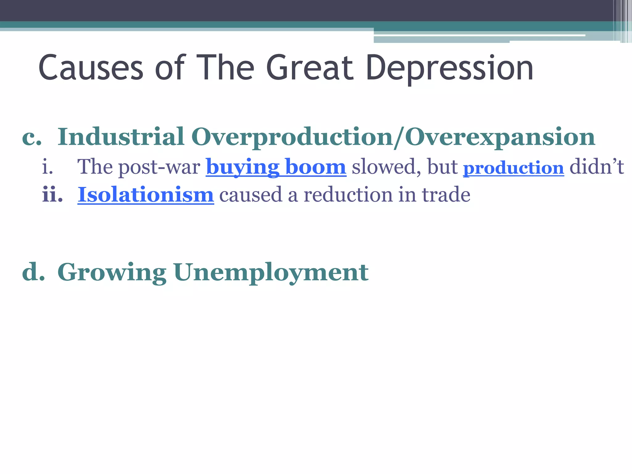 Causes of the Great Depression | PPTX