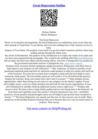 Great Depression Essay Topics | PDF