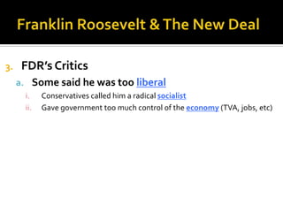 FDR and the New Deal Notes | PPTX