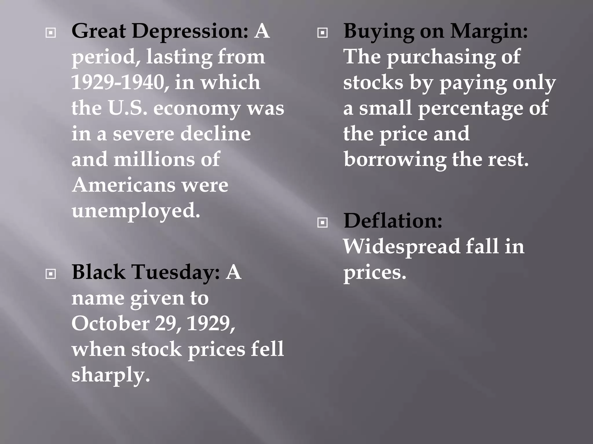 Great depression vocab | PPTX | Holidays