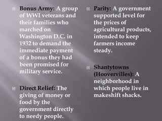 Great depression vocab | PPTX
