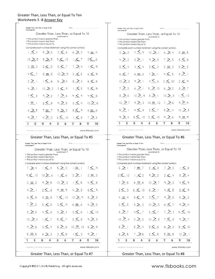 Greater than less than equal to worksheets grade 1 - veryjay