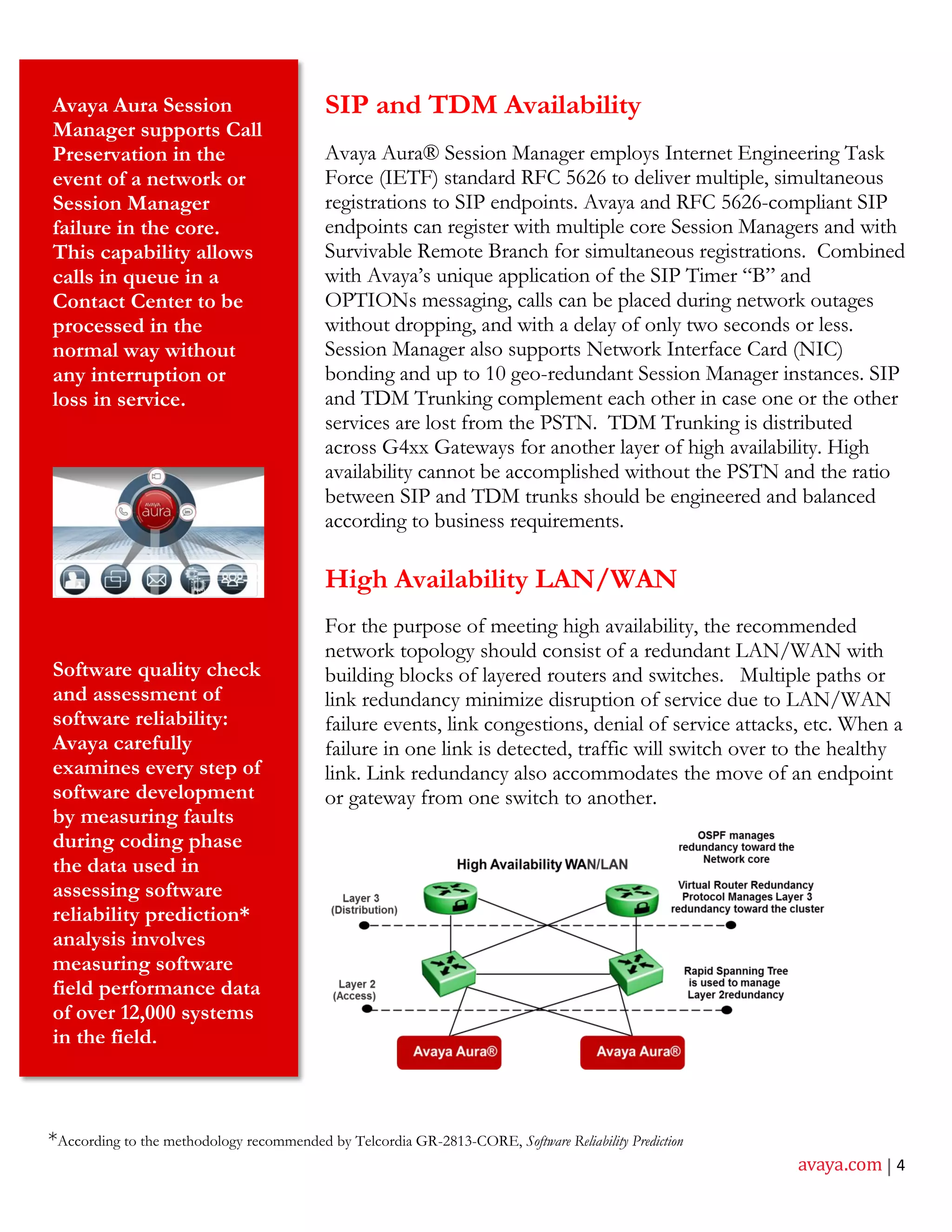Avaya Aura® Communication Manager Greater than 5 Nines Availability | PDF