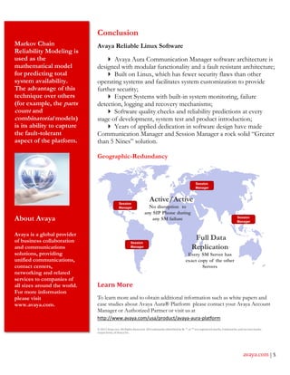 Avaya Aura® Communication Manager Greater than 5 Nines Availability | PDF