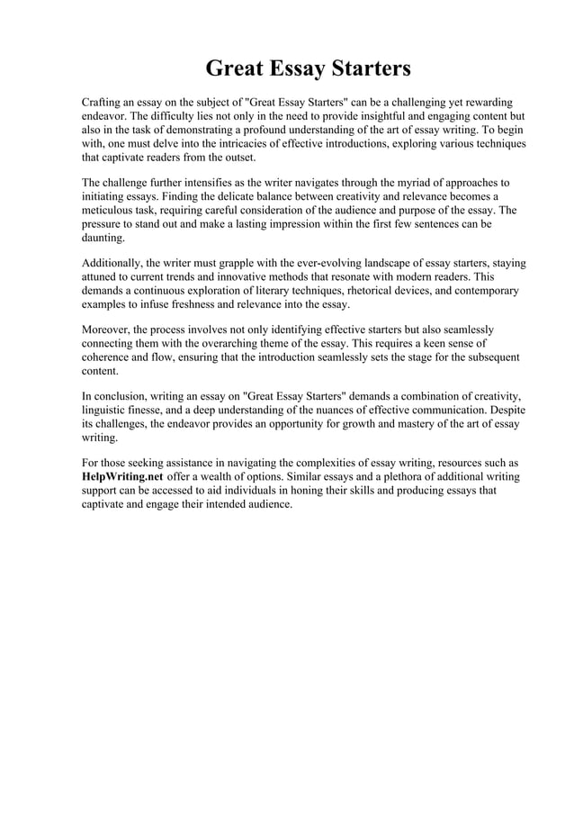 Great Essay Starters. How to Write a Great Essay Quickly! - ESLBuzz ...