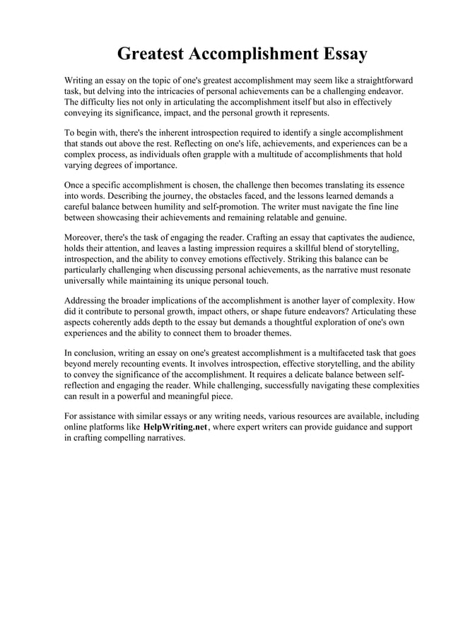 Greatest Accomplishment Essay. Most significant accomplishment essay ...